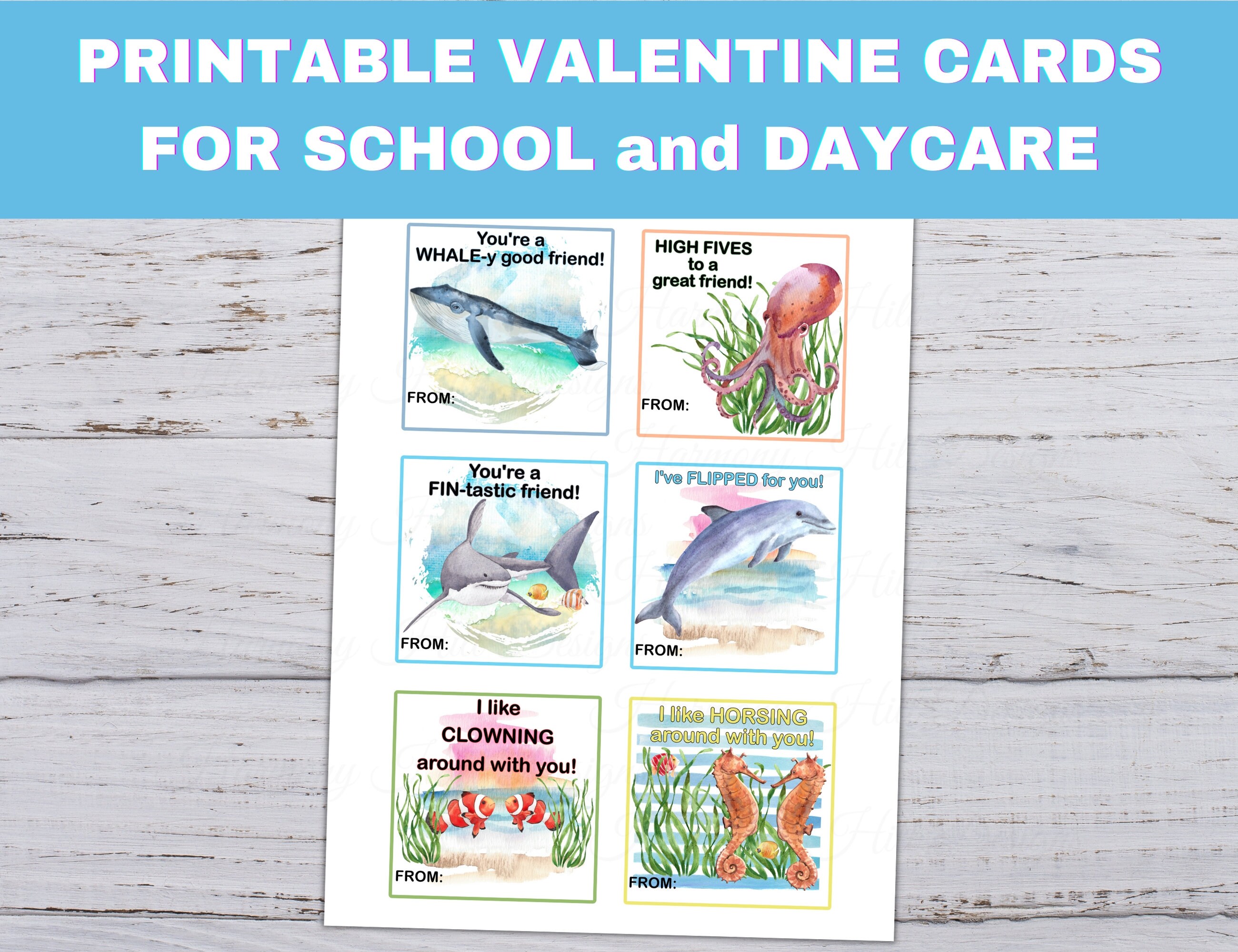 Ocean Valentine's Cards, Printable Ocean Valentines, Valentine Cards ...