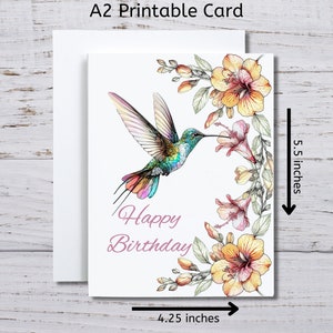 Hummingbird Birthday Card, Hummer Card, Birthday Card to Print, for Her ...