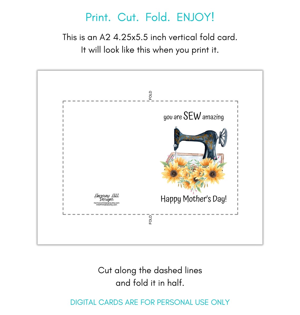 Sewing Theme Mother's Day Card, Printable Card for Mom, Card for ...