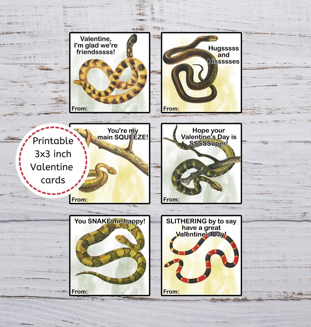 Snake Valentine Cards, Printable Snakes Valentines, Printable Valentine ...