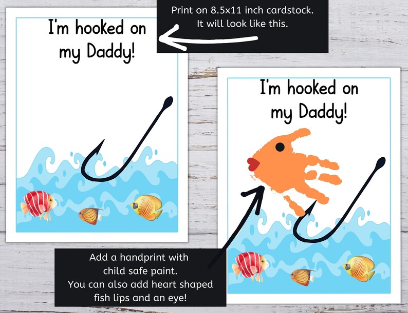 Fathers Day Handprint Art, Fathers Day Gift, Gift for Fishing Dad ...