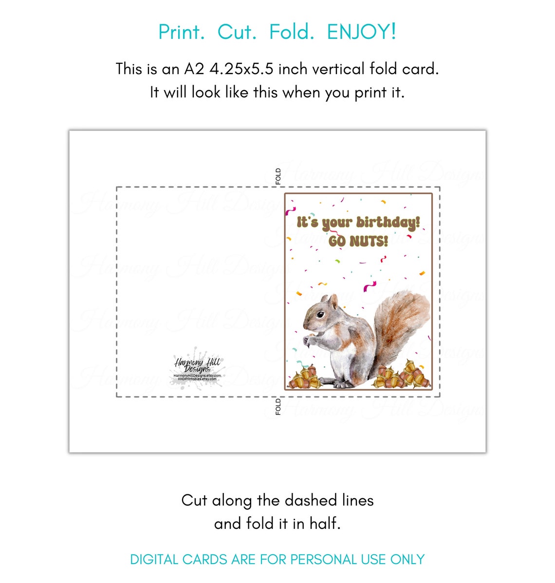 Squirrel Birthday Card, It's Your Birthday Go Nuts, Pun Birthday Card ...