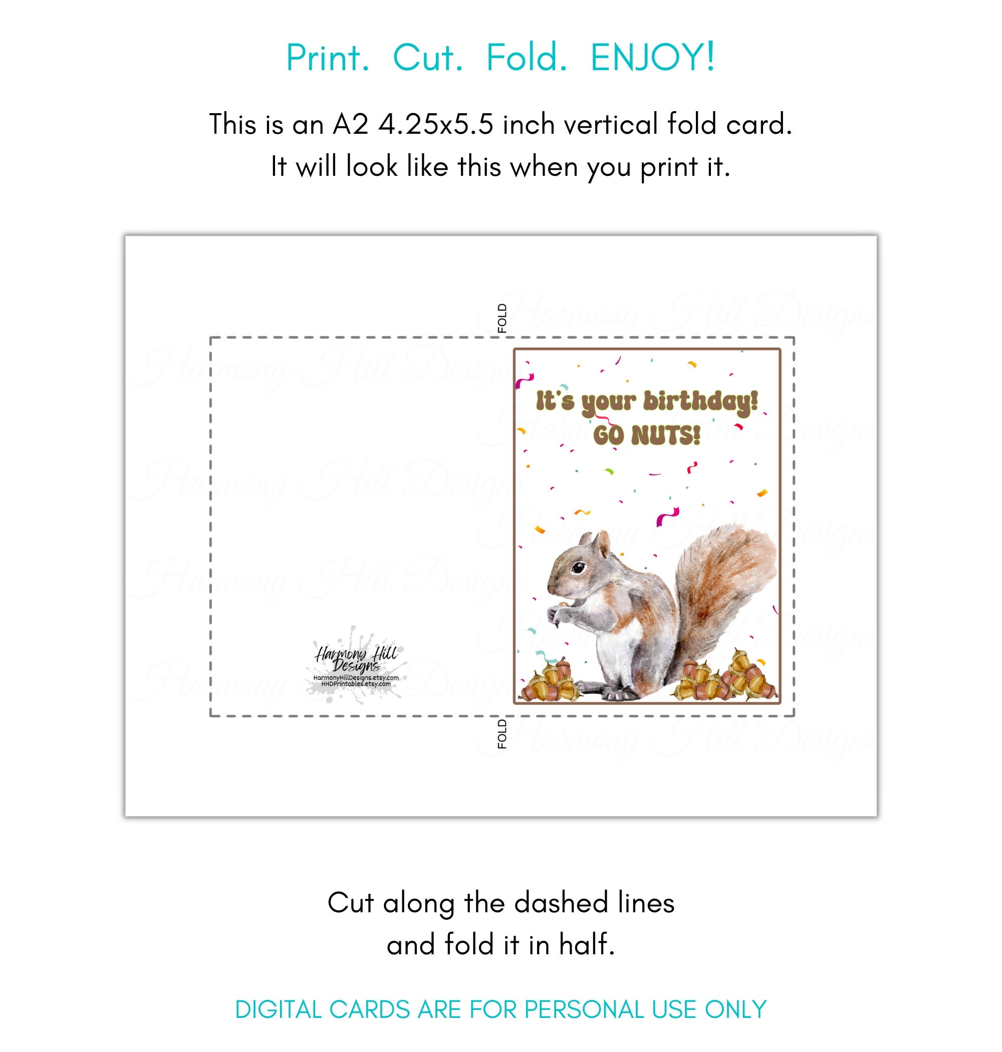 Squirrel Birthday Card, It's Your Birthday Go Nuts, Pun Birthday Card ...