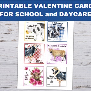 Cow Valentine Cards, Printable Cow Valentines, Printable Cow Valentine ...