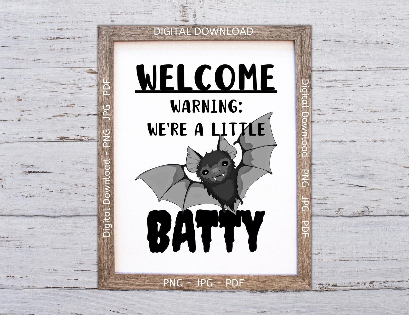 Welcome Bat Sign, Printable Halloween Wall Art, Funny Bat Wall Decor ...