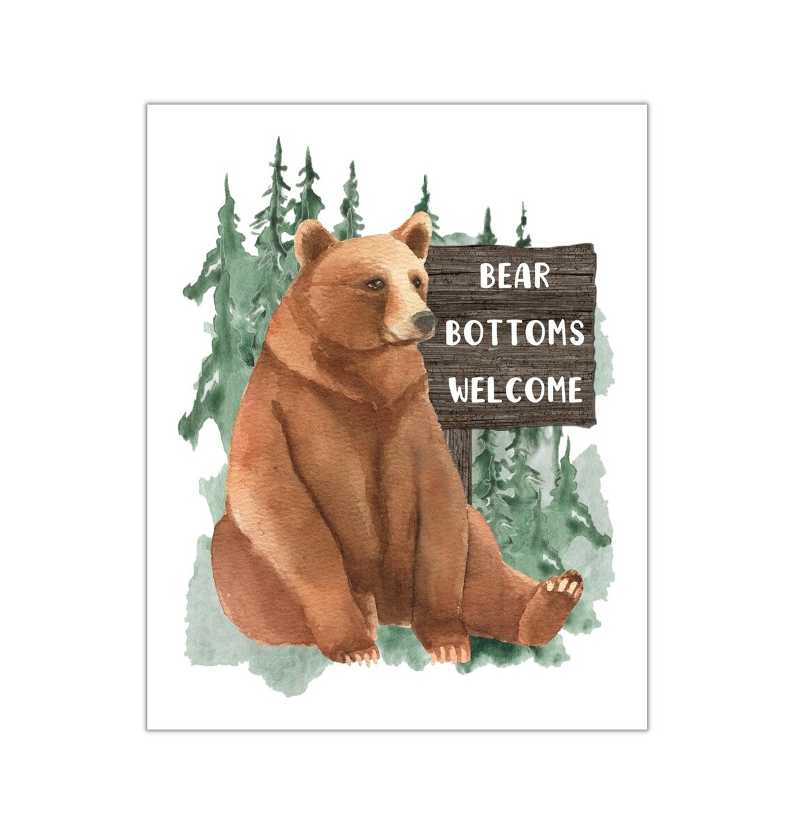 Bear Bottoms Welcome Printable Bear Bottoms Welcome Wall Art - Etsy
