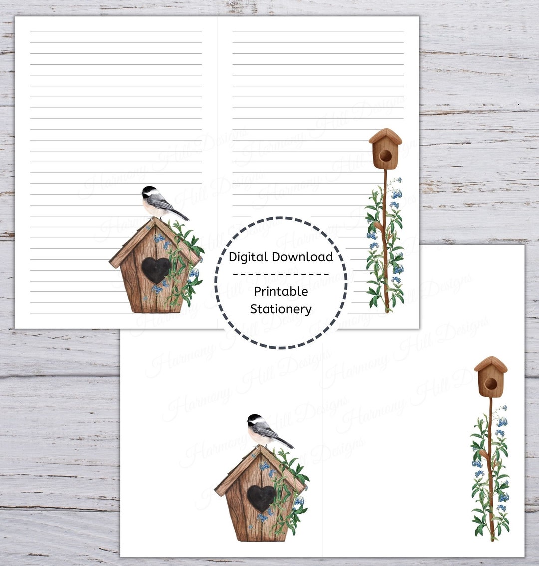 Printable Stationery, Bird Stationery, Birdhouse Stationery, Letter ...