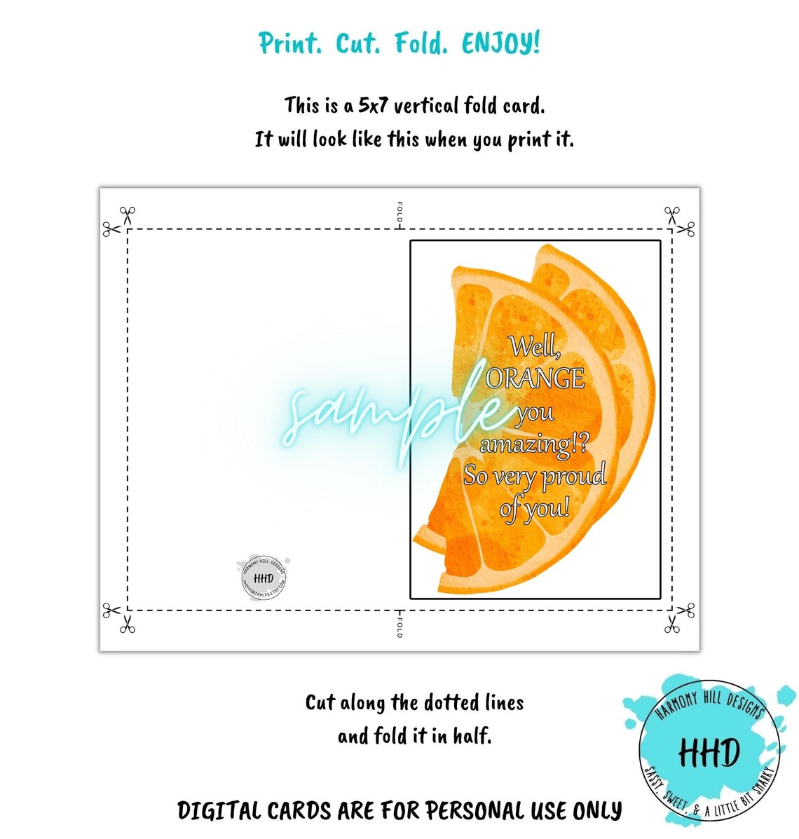 You're Amazing Card, Printable Card, Orange You Amazing, Card and ...