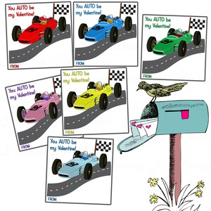 Race Car Valentines, Printable Valentine Cards for School, Classroom ...