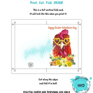 Rooster Valentine Card, Printable Rooster Valentine, Happy Cluckin ...