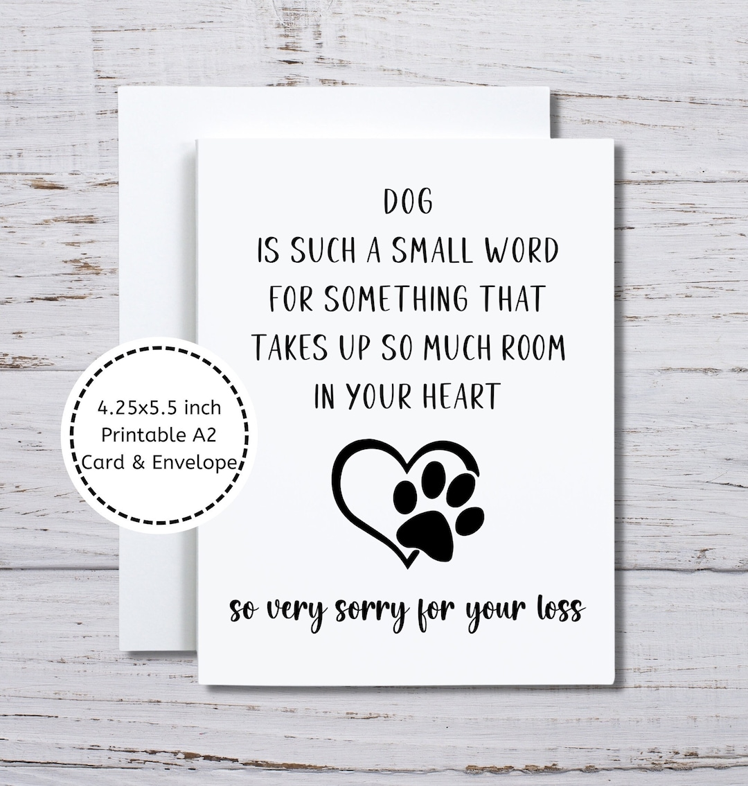Dog Sympathy Card, Loss of Dog Card, Dog Sorry for Your Loss Printable ...