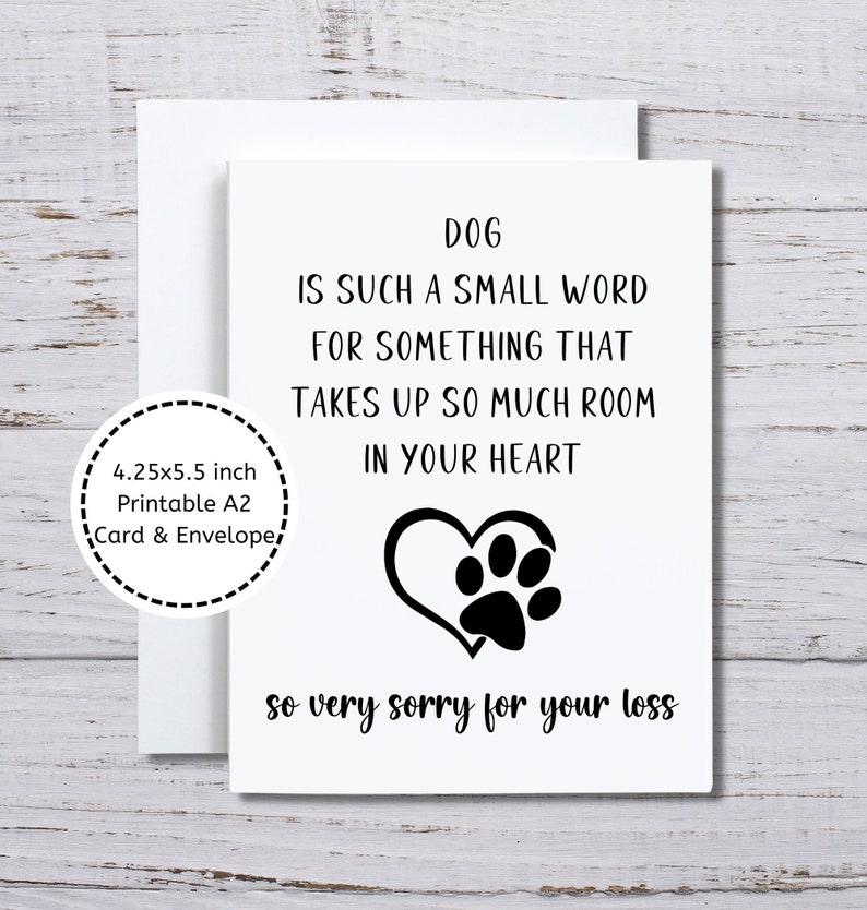 Dog Sympathy Card, Loss of Dog Card, Dog Sorry for Your Loss Printable Card, Dog Owner Sympathy ...