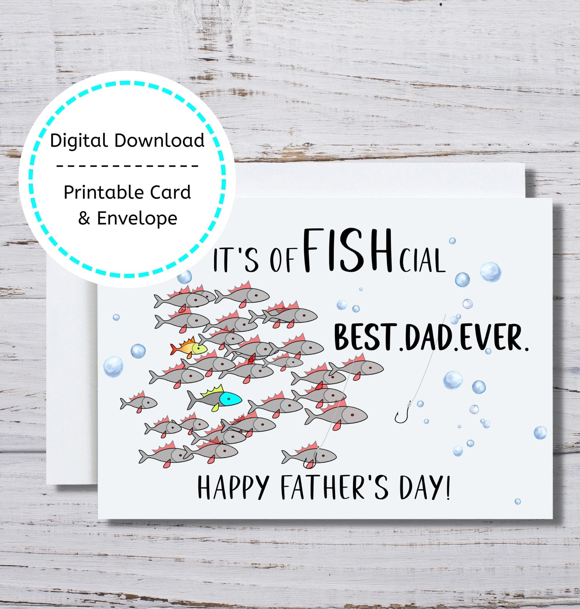 Fish Father's Day Card, Best Dad Ever Printable Card, Dad Fish Card ...