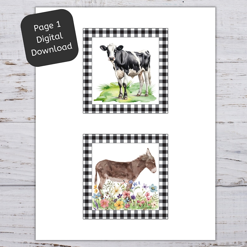 Farm Animal Collage Sheets, Printable Farm Clipart, Cow Design, Pig ...