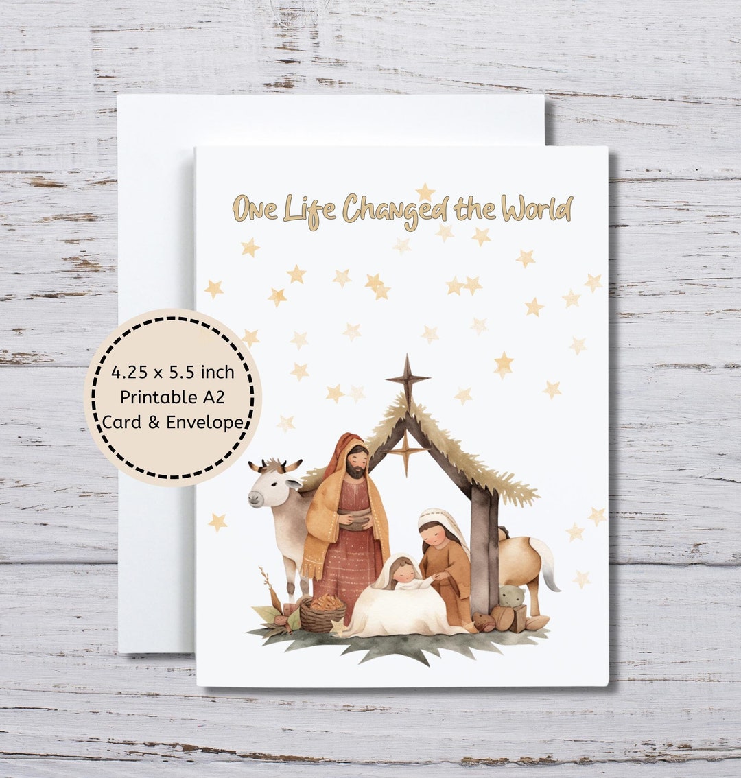 Printable Nativity Card, Christian Christmas Card, One Life Changed the ...