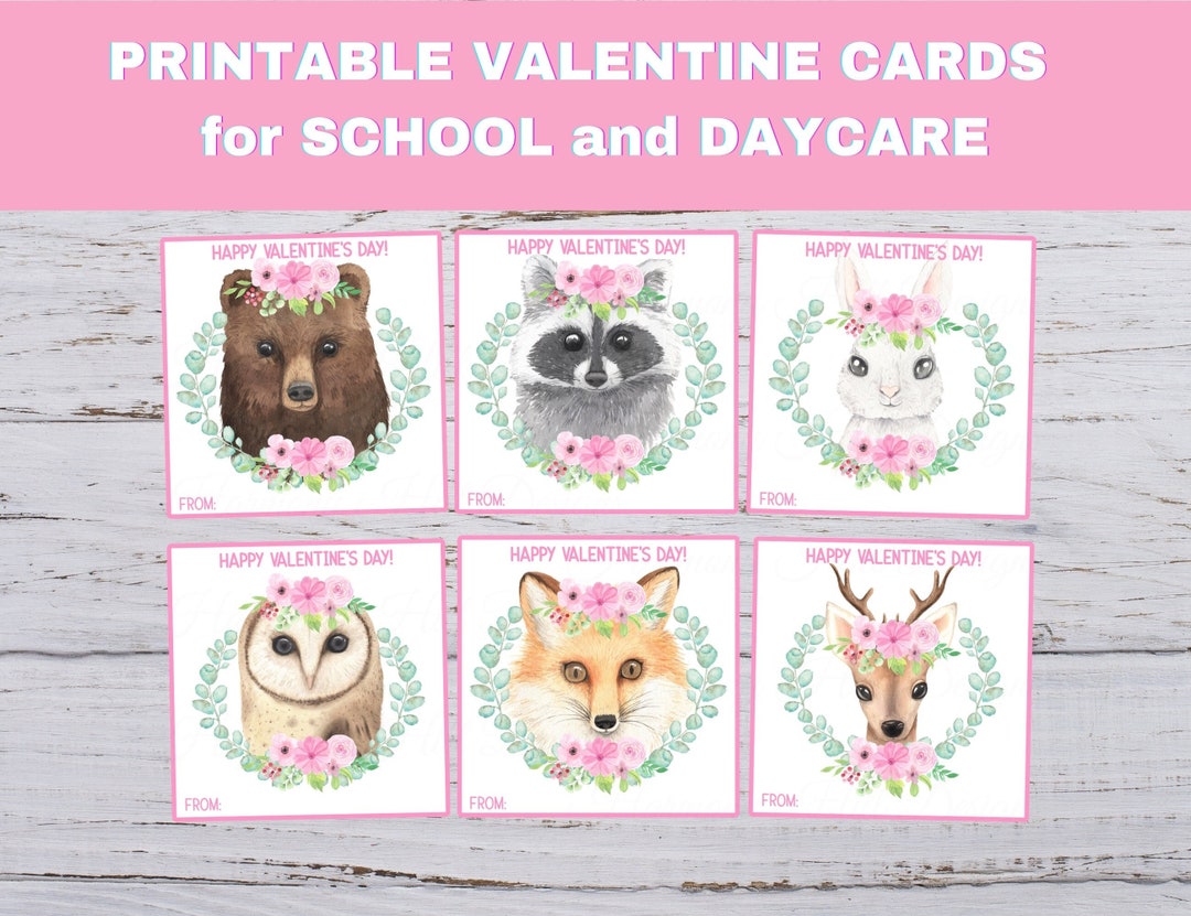 Baby Animal Valentines, Printable Valentine Cards for School, Classroom ...