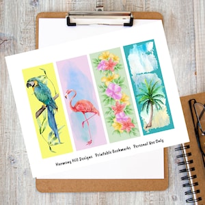 Tropical Bookmarks, Ready to Print Bookmarks, Printable Bookmark, Macaw ...