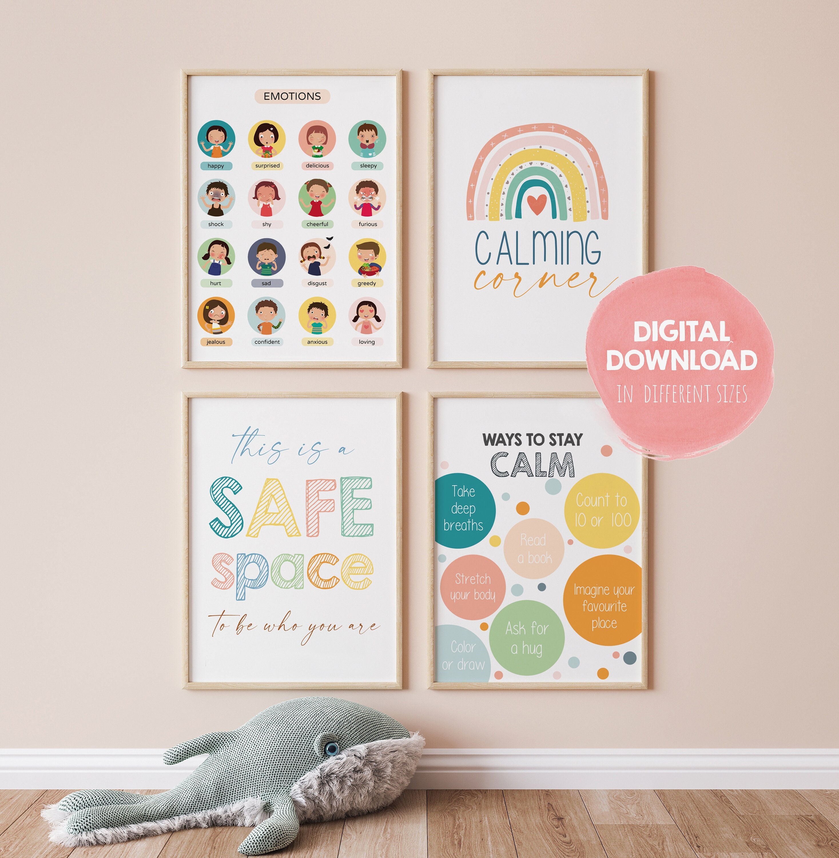 Set of 4 Calming Corner Feelings Chart Feelings Print - Etsy