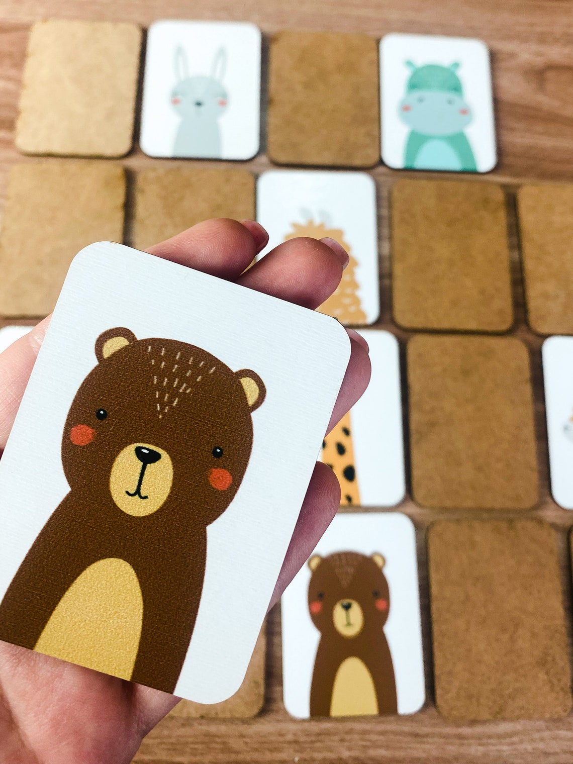 Animals Wooden Memory Game Wooden Educational Matching Game - Etsy