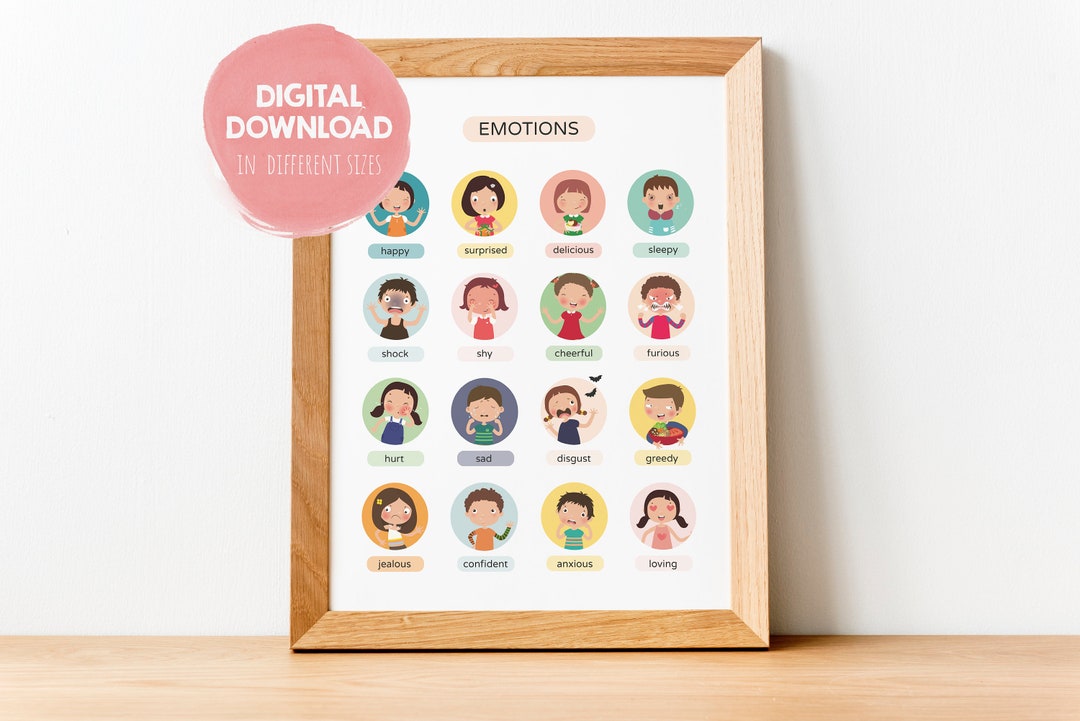 Emotions Poster - Montessori Feelings Chart - Feelings Print ...
