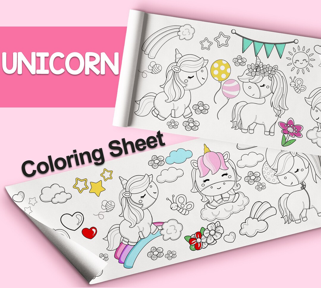 Giant Coloring Poster for Kids Unicorn Themed Kids Coloring Tablecloth ...