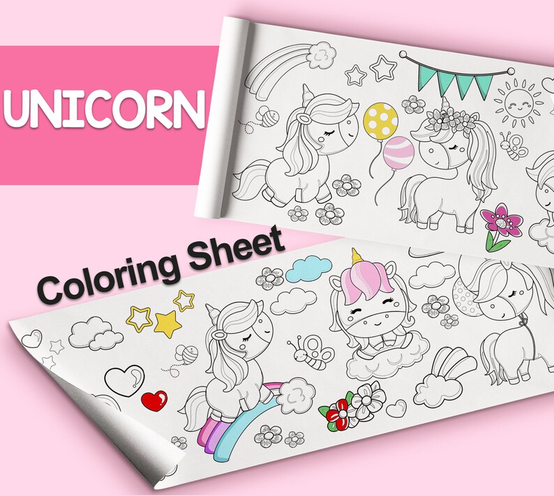 Giant Coloring Poster for Kids Unicorn Themed Kids Coloring - Etsy