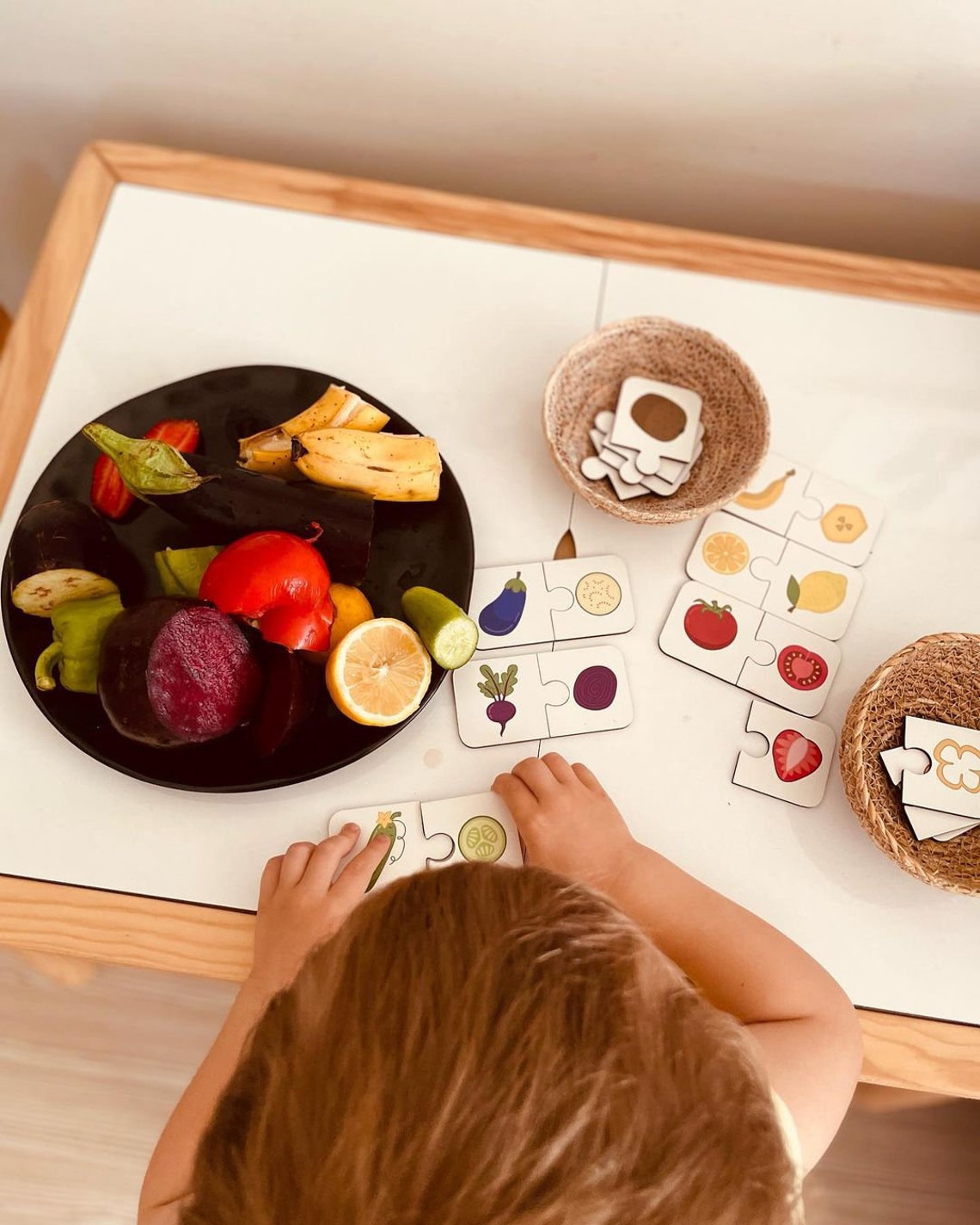 Wooden Fruits and Vegetables Puzzle 2 Piece Jigsaw - Etsy