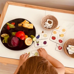 Wooden Fruits and Vegetables Puzzle 2 Piece Jigsaw - Montessori ...