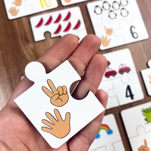 Wooden Puzzle Learning Numbers - 3 Piece Jigsaw Puzzle - Montessori ...