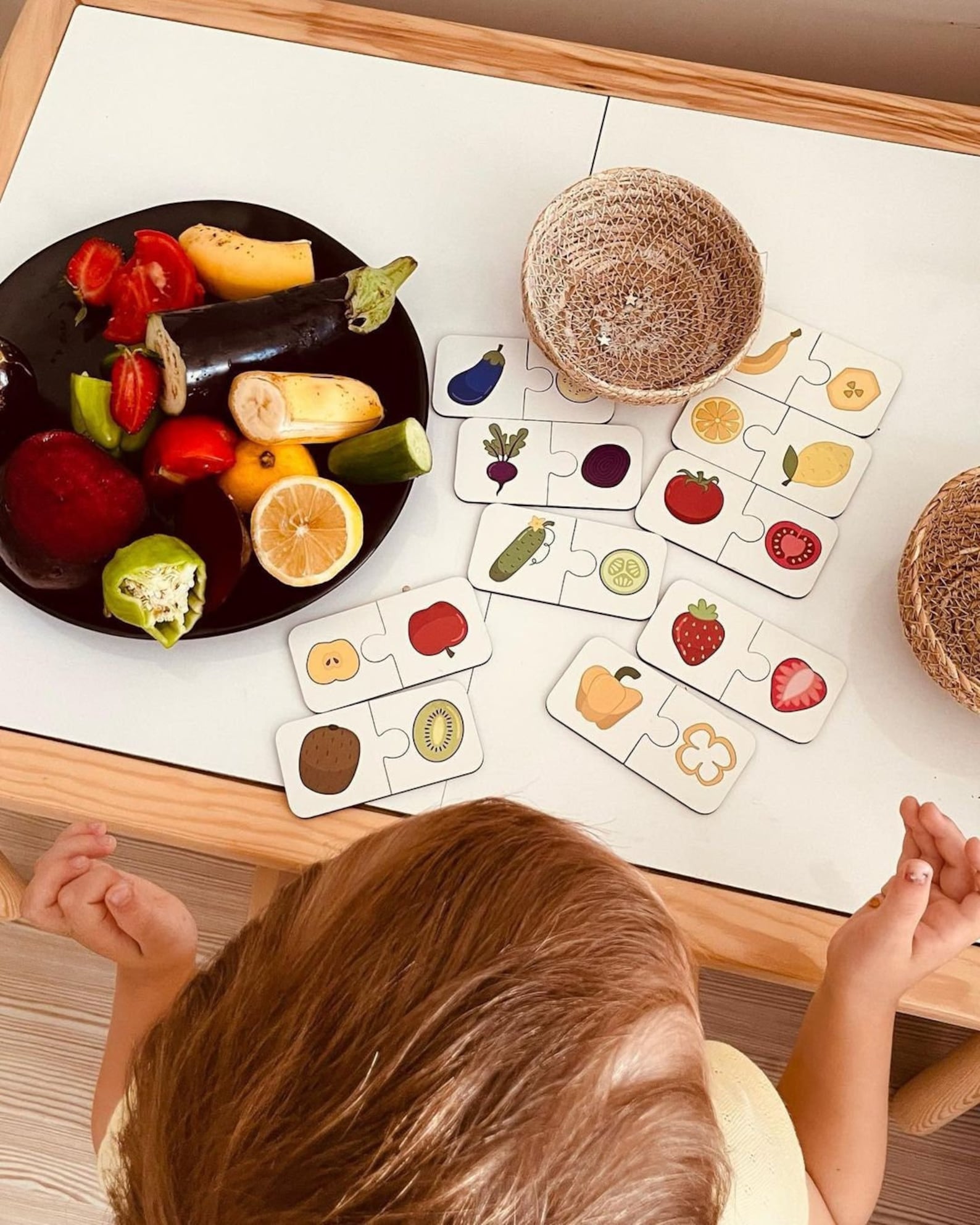 Wooden Fruits and Vegetables Puzzle 2 Piece Jigsaw - Etsy