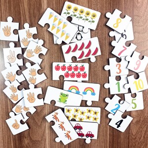 Wooden Puzzle Learning Numbers - 3 Piece Jigsaw Puzzle - Montessori ...