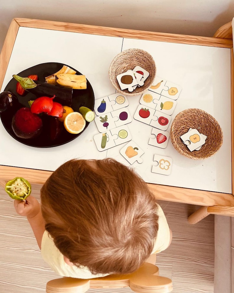 Wooden Fruits and Vegetables Puzzle 2 Piece Jigsaw - Etsy