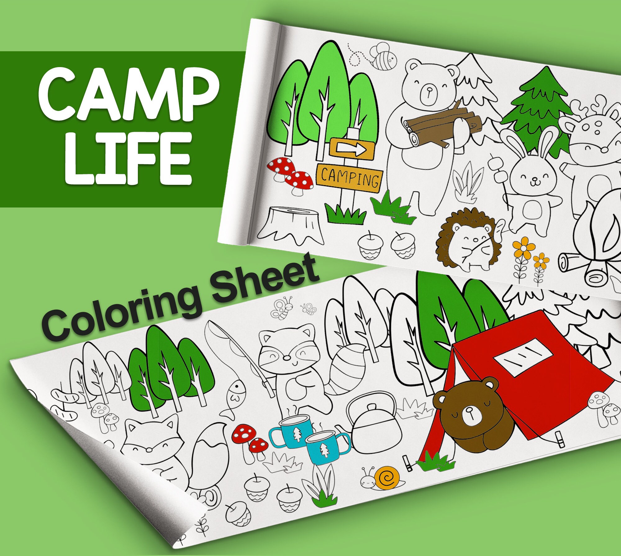 Giant Coloring Poster for Kids Camp Life Themed Kids Coloring ...