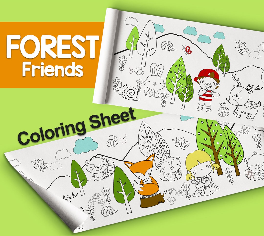 Giant Coloring Poster for Kids Forest Animals Woodland Themed Kids ...