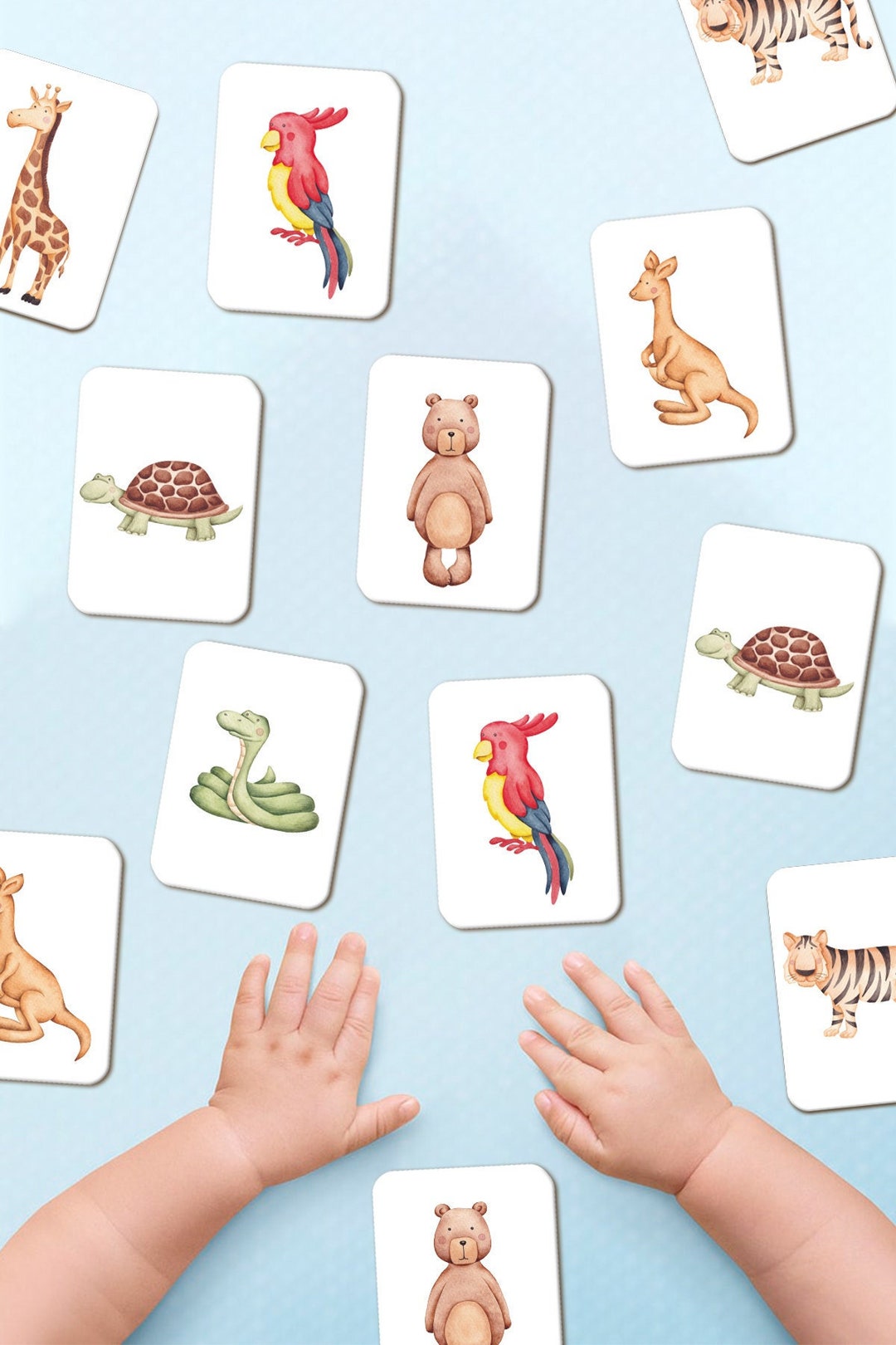 Memory Game Wild Animals - Wooden Educational Matching Game for Kids ...