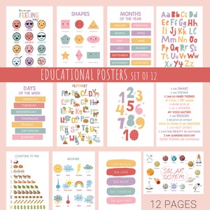 Set of 12 educational Posters Set for Playroom Emotions Poster ...