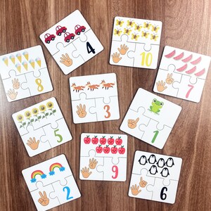 Wooden Puzzle Learning Numbers - 3 Piece Jigsaw Puzzle - Montessori ...