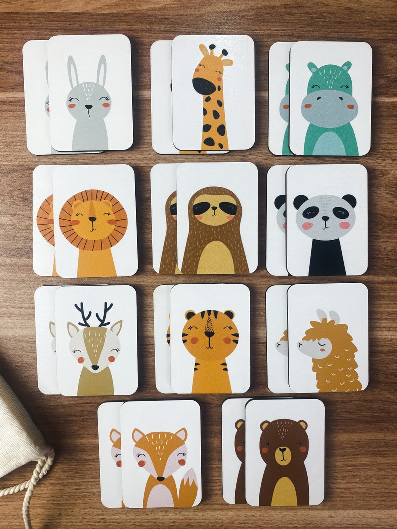 Animals Wooden Memory Game Wooden Educational Matching Game - Etsy