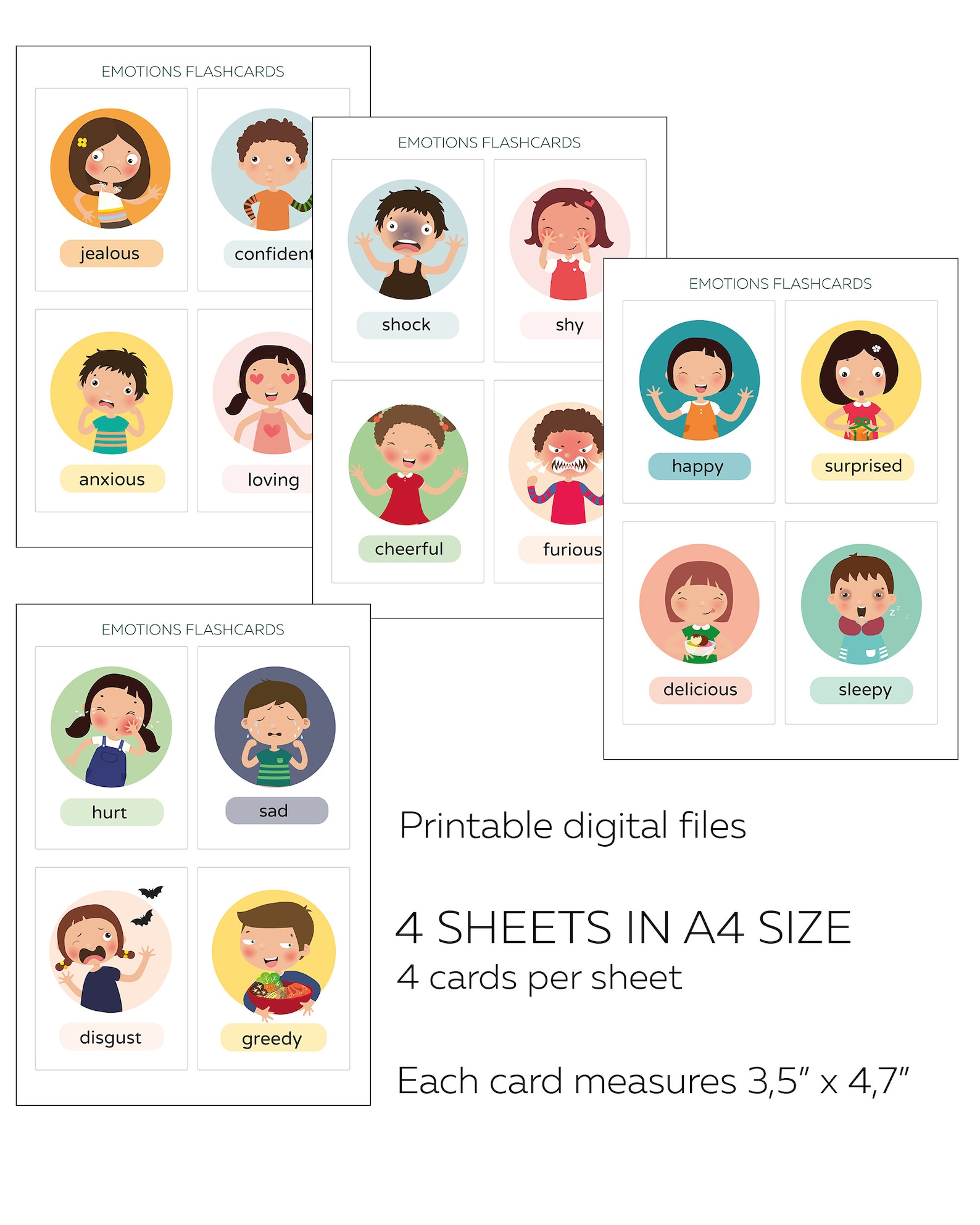 Emotions Flashcards Montessori Feelings Chart Feelings - Etsy