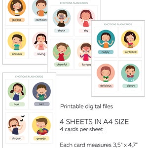 Emotions Flashcards - Montessori Feelings Chart - Feelings Print ...