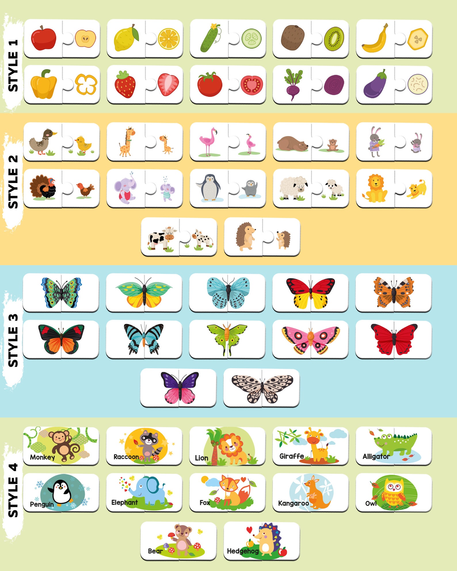 Wooden Fruits and Vegetables Puzzle 2 Piece Jigsaw - Etsy