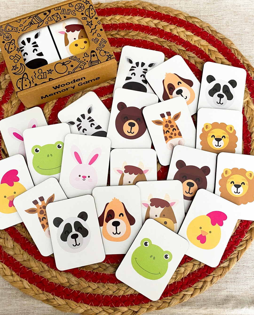 Animals Wooden Memory Game - Wooden Educational Matching Game for Kids ...