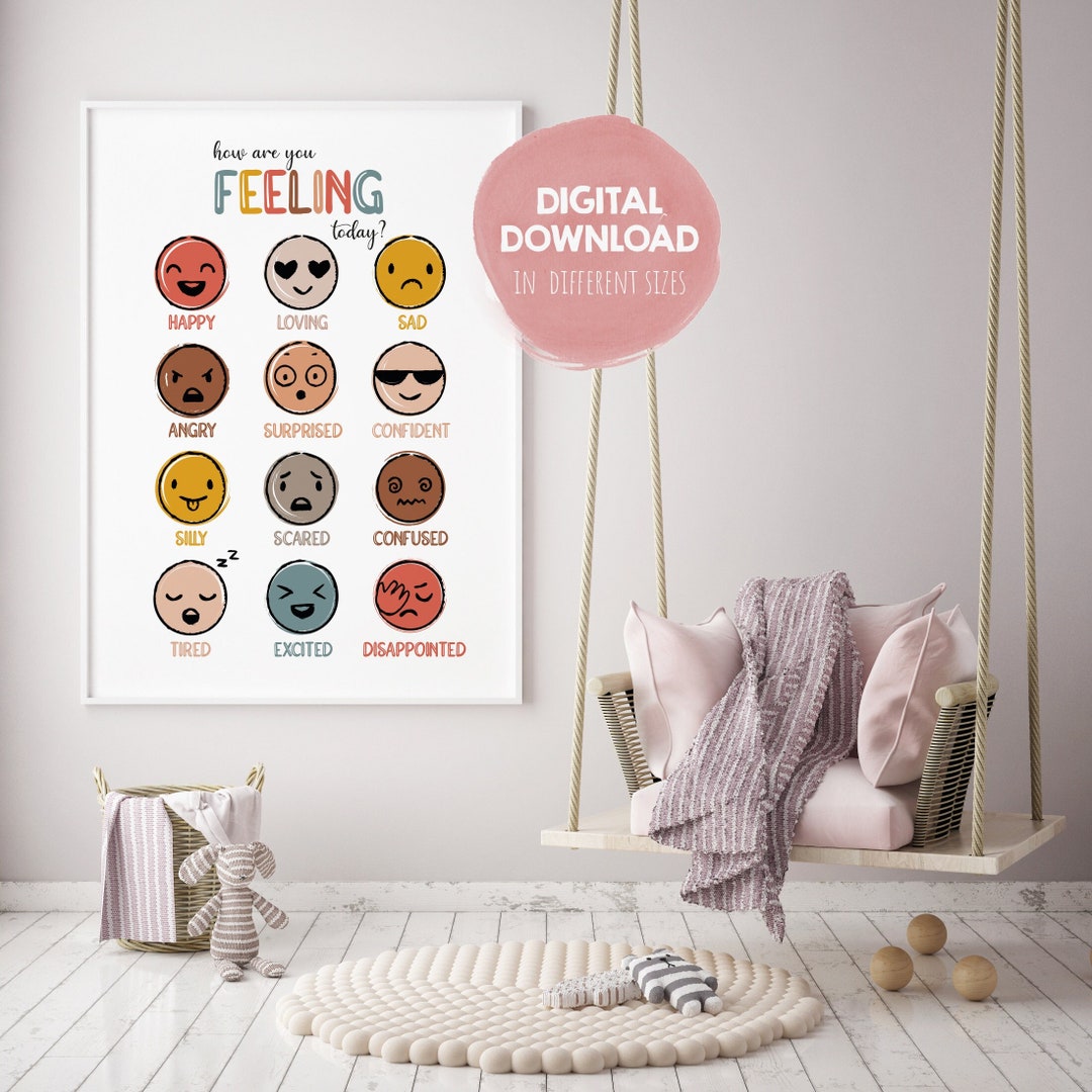 Emotion Chart Poster for Kids - Classroom Print Homeschool and Back to ...