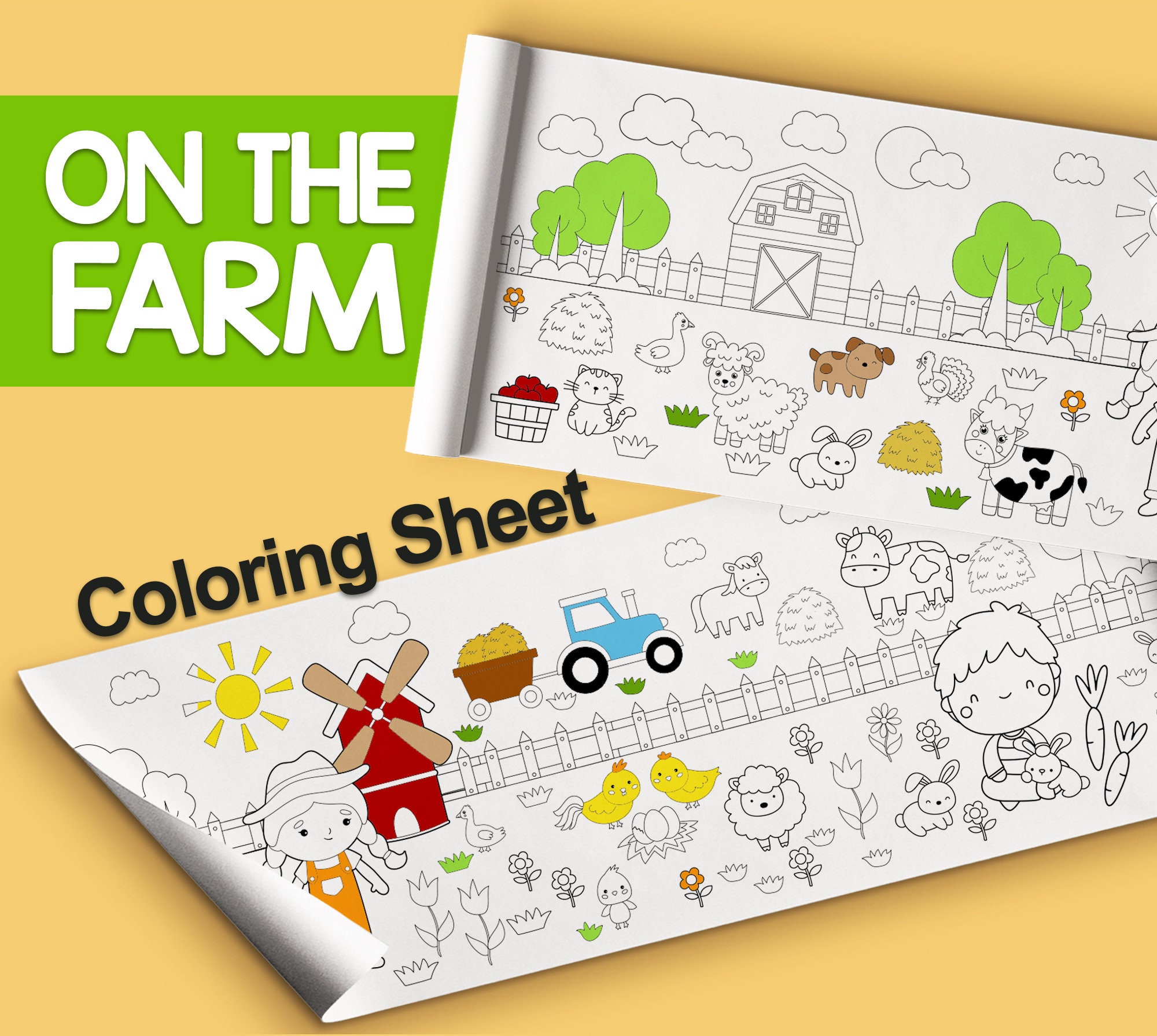 Giant Coloring Sheet for Kids Farm Themed Kids Coloring - Etsy