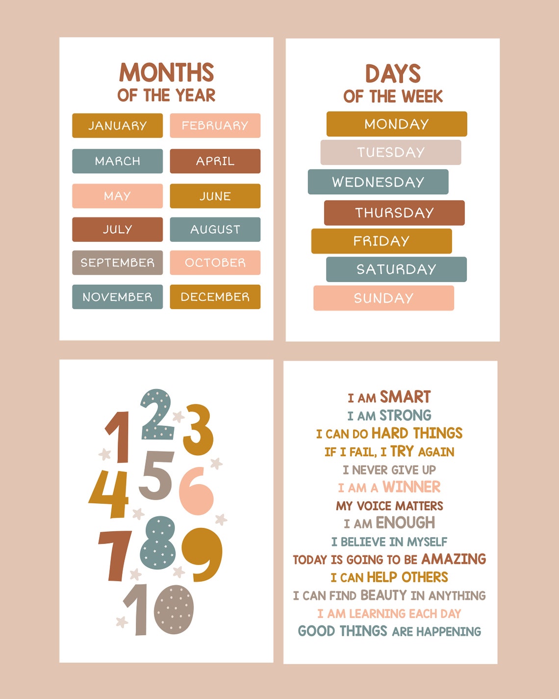 Set of 12 educational Posters Set for Playroom Classroom - Etsy