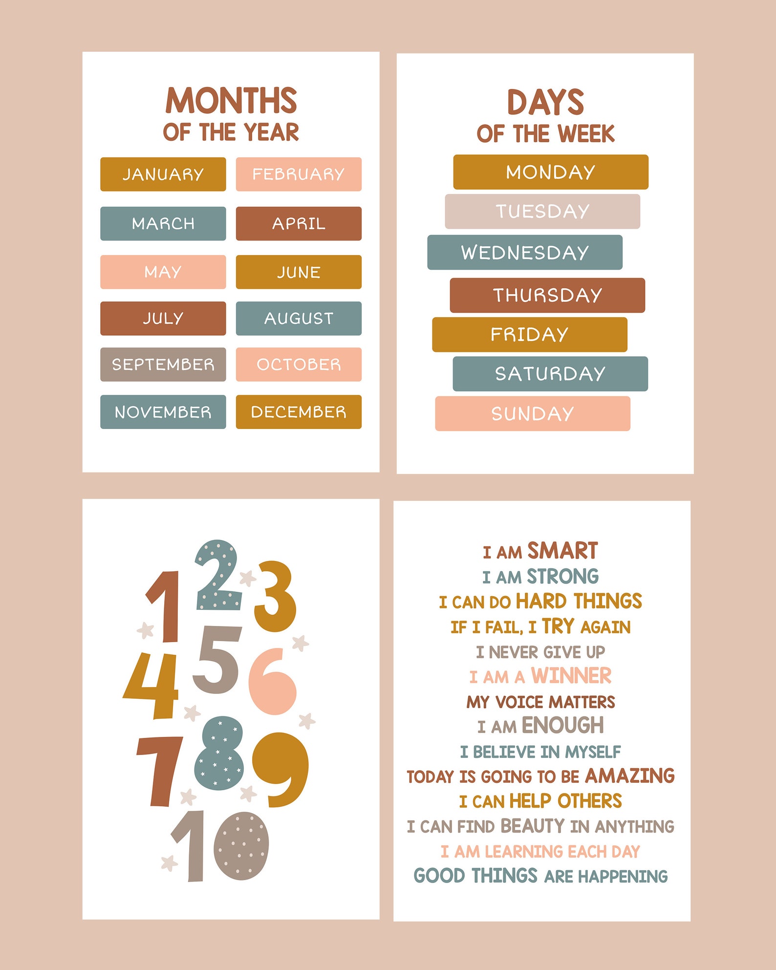 Set of 12 educational Posters Set for Playroom Classroom - Etsy