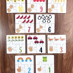 Wooden Puzzle Learning Numbers - 3 Piece Jigsaw Puzzle - Montessori ...