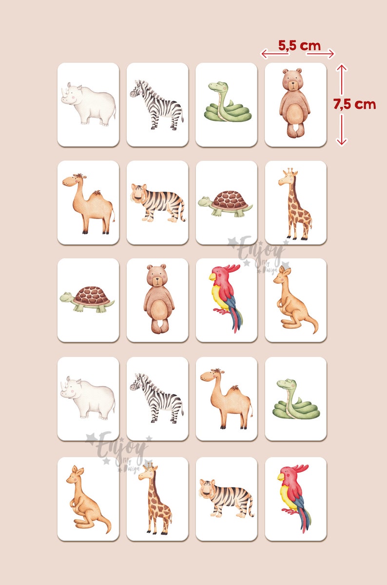 Juego de memoria Animales salvajes Juego educativo a juego de madera ...