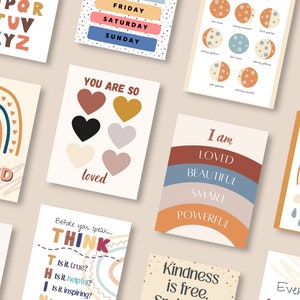 Set of 20 - Boho Educational Posters Set for Playroom - Classroom ...