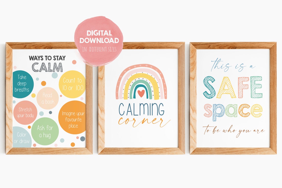 Set of 3 - Calming Corner - Feelings Chart - Feelings Print ...